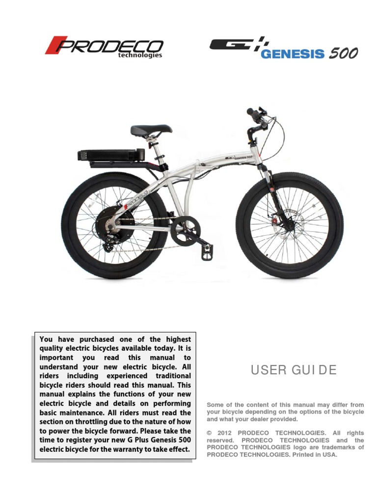 Prodeco Genesis 500 Manual PRO.12V1.GEN .369.500 | PDF | Trail | Brake