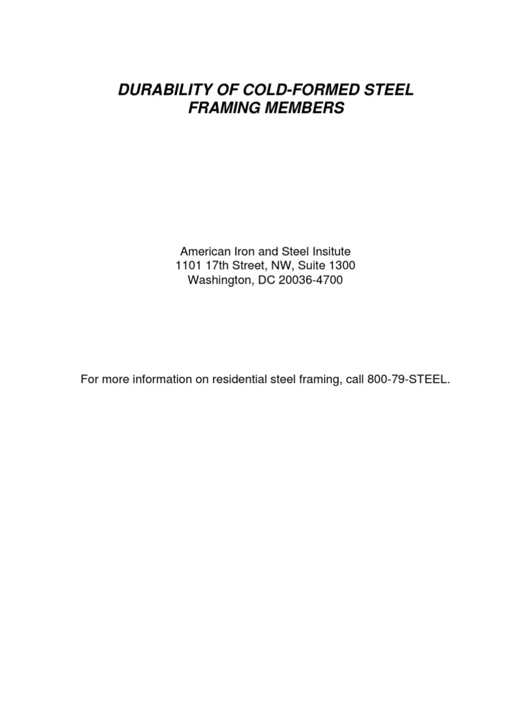 2-Durability of Cold-Formed Steel Framing Members Aisi | PDF ...