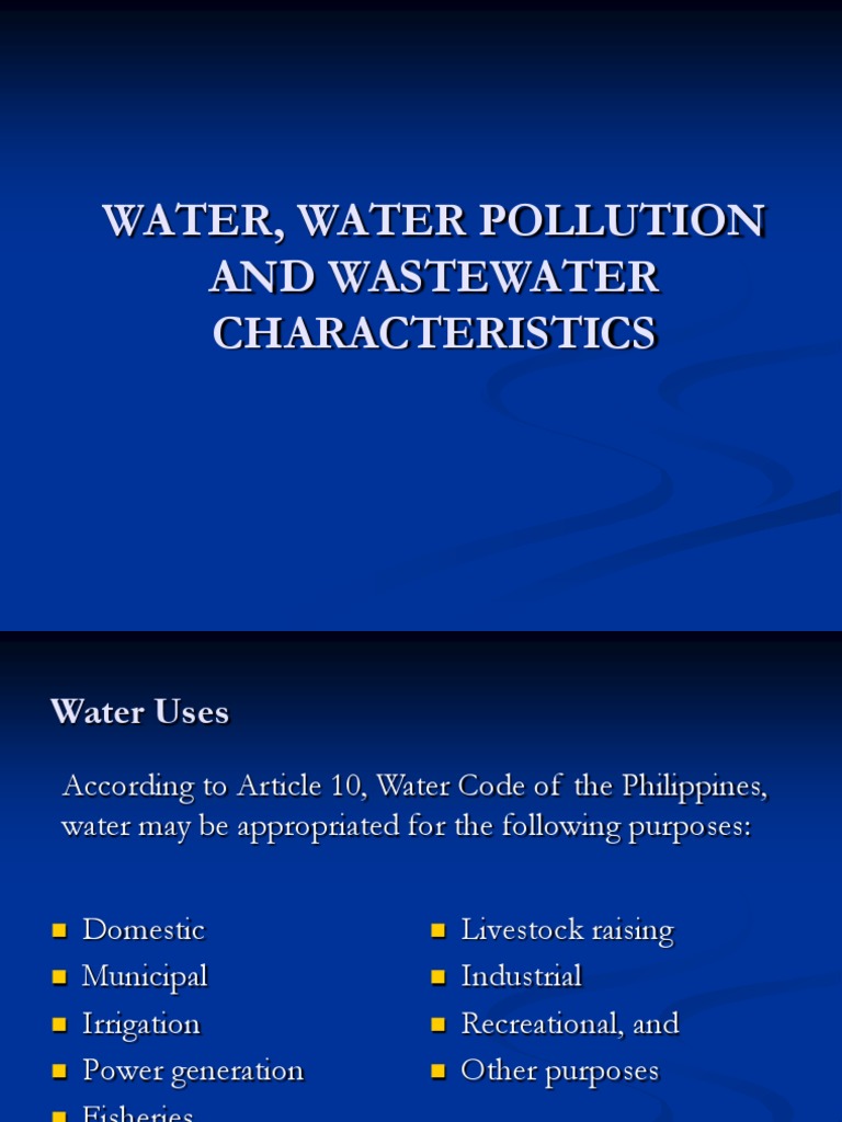 Water, Water Pollution and Wastewater Characteristics | PDF | Water ...