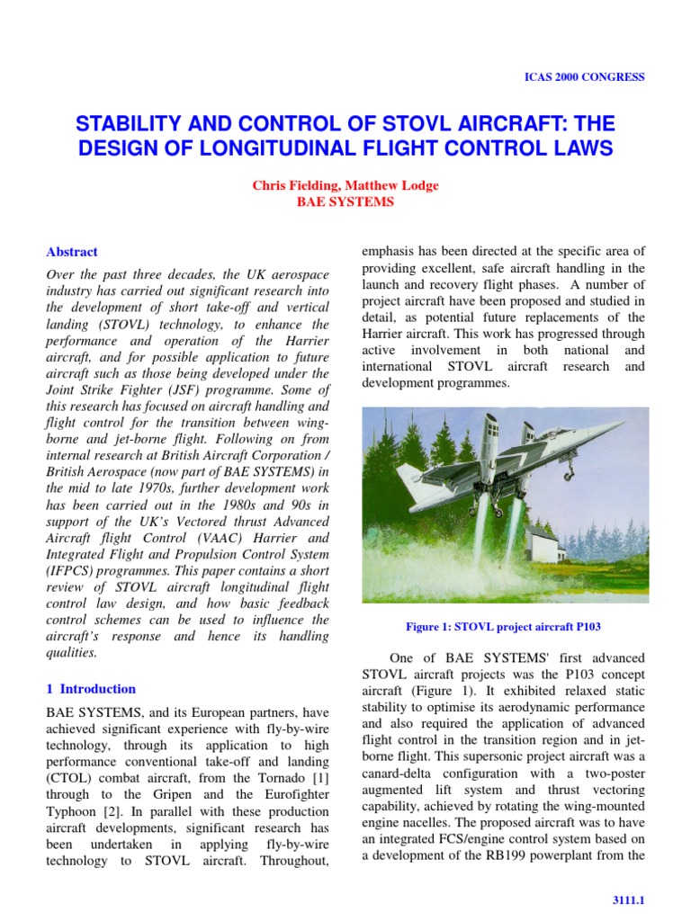STOVL Aircraft Control Law Design | PDF | Control Theory | Aircraft