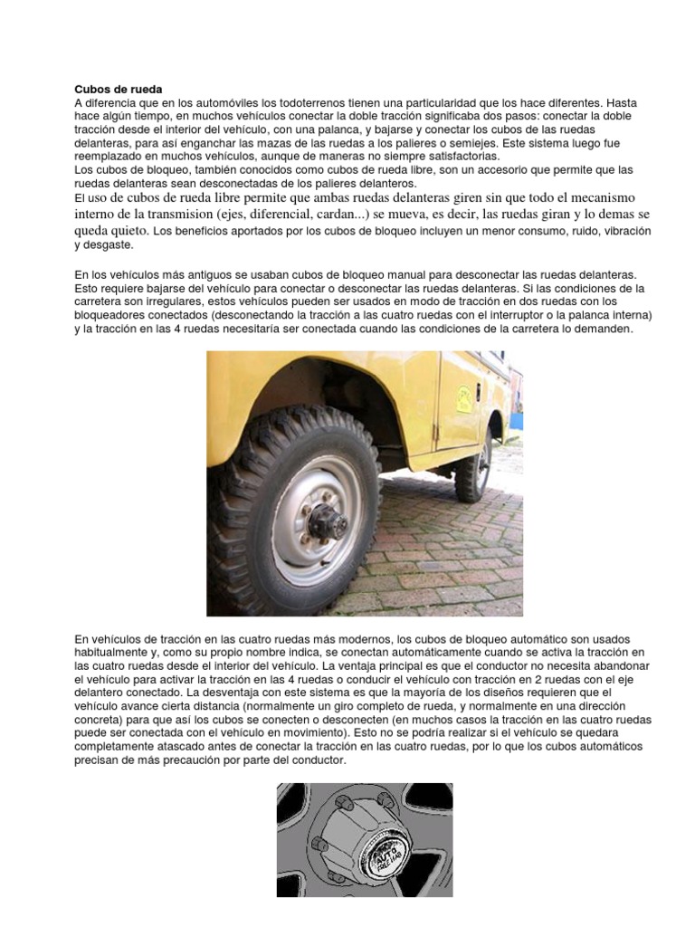 Cubos de Rueda | PDF | Tracción en las cuatro ruedas | Ingeniería de ...