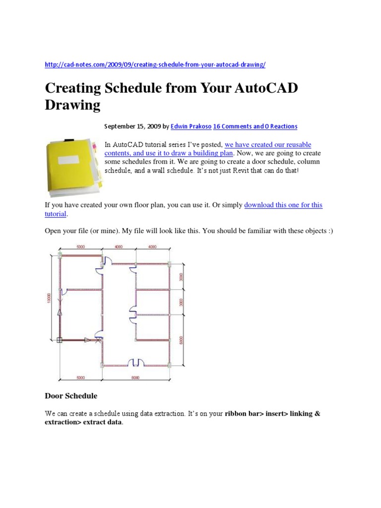 Creating Schedule From Autocad | PDF | Microsoft Excel | Auto Cad