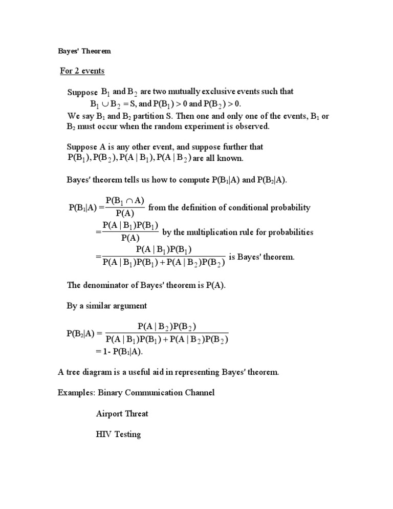 Bayes' Theorem Two Events | PDF | Teaching Mathematics | Mathematical ...