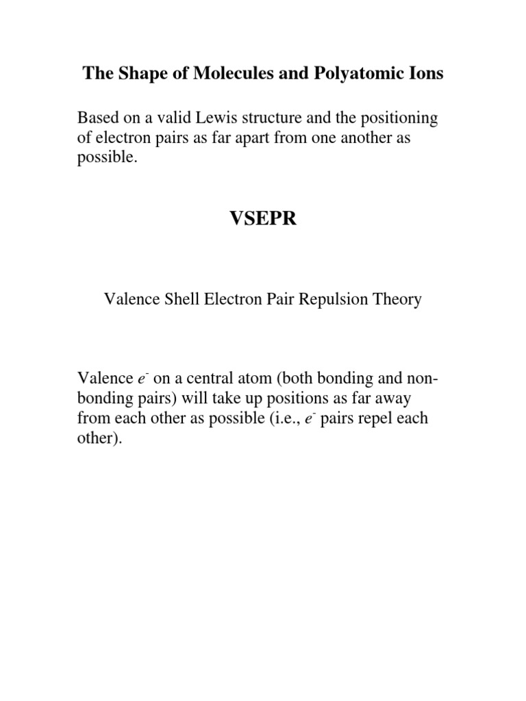 The Shape of Molecules and Polyatomic Ions | PDF | Chemical Polarity ...