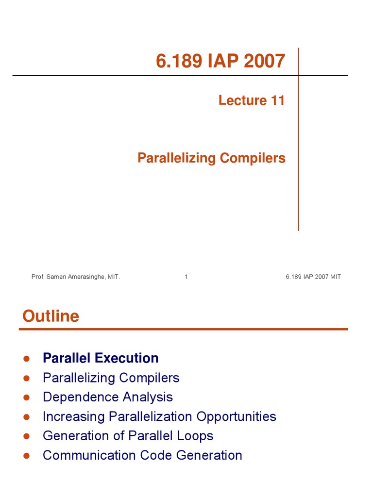 6189 Lecture11 Compilers Pdf Parallel Computing Variable Computer Science