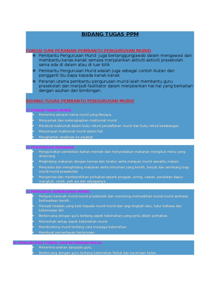 Bidang Tugas PPM | PDF