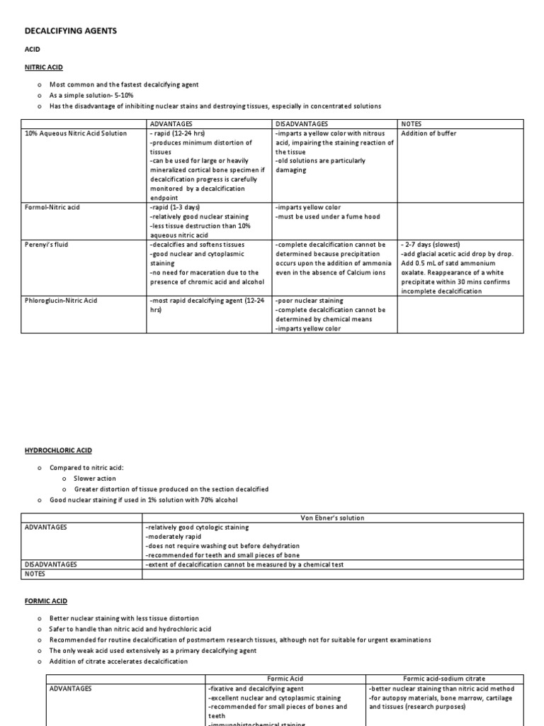 Decalcifying Agents | PDF | Staining | Acid