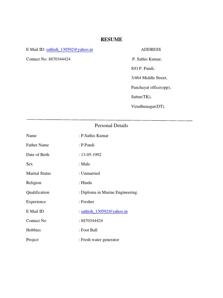 Resume: Sathish - 130592@yahoo - in | PDF