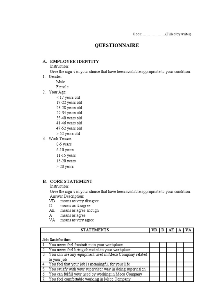 Employee Satisfaction and Productivity Survey | PDF