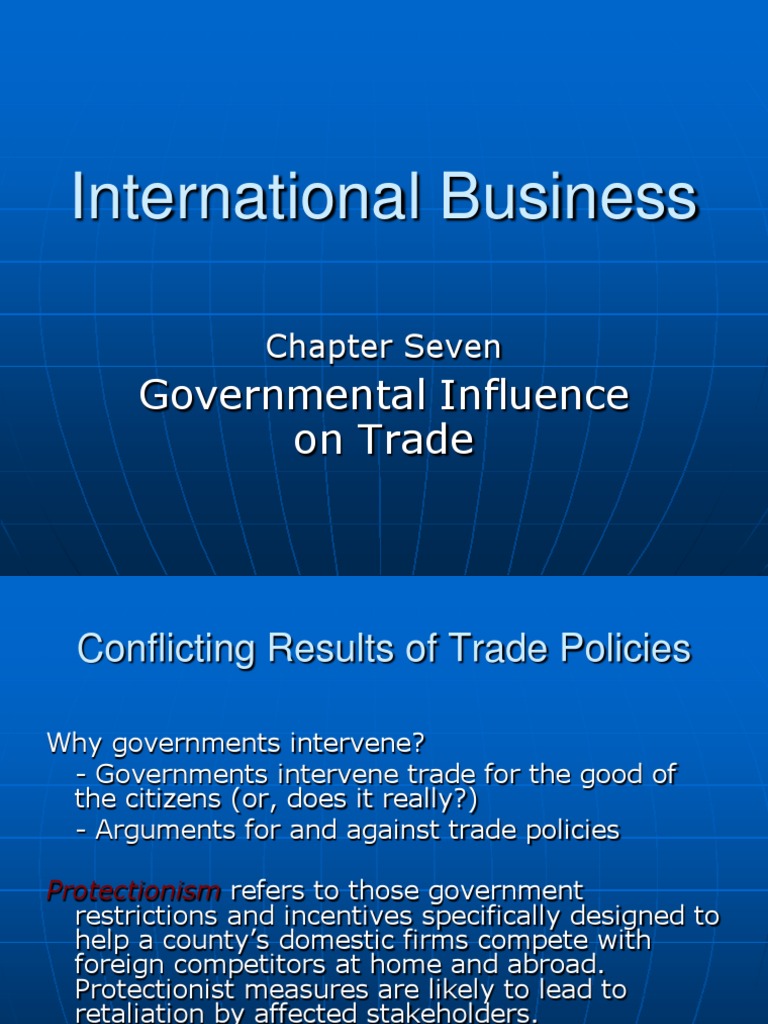 Ch07 Governmental Influence On Trade | PDF | Non Tariff Barriers To ...