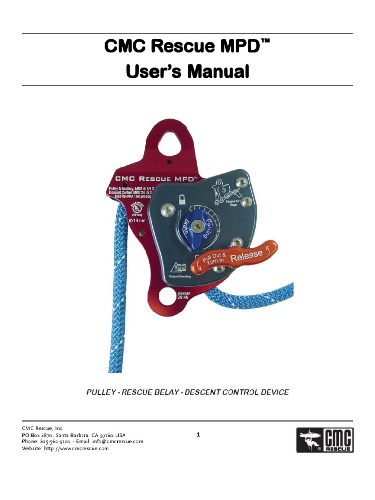 CMC Rescue MPD User's Manual | PDF | Rope | Manufactured Goods