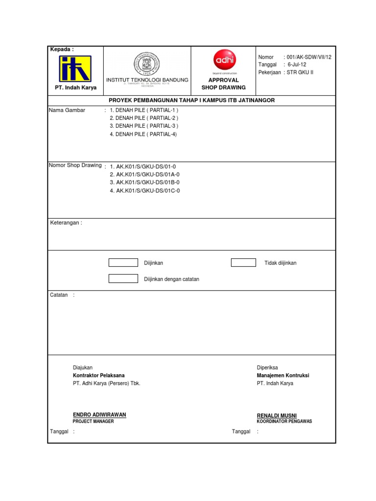 Form Approval Shop Drawing 1 | PDF