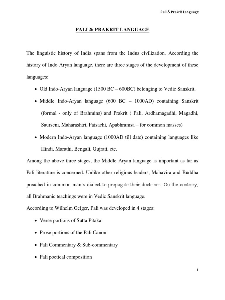 Pali & Prakrit Language | PDF | Pali | Sanskrit