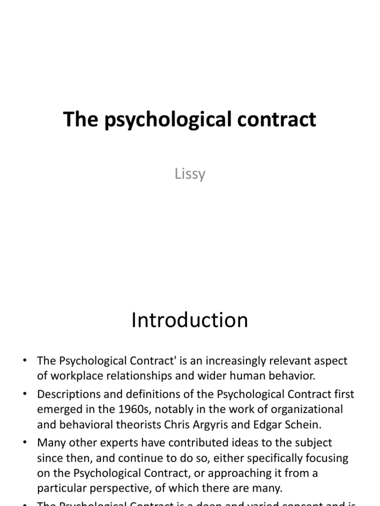 The Psychological Contract | PDF | Schema (Psychology) | Employment