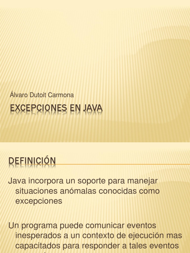 Excepciones en Java | PDF | Java (lenguaje de programación ...