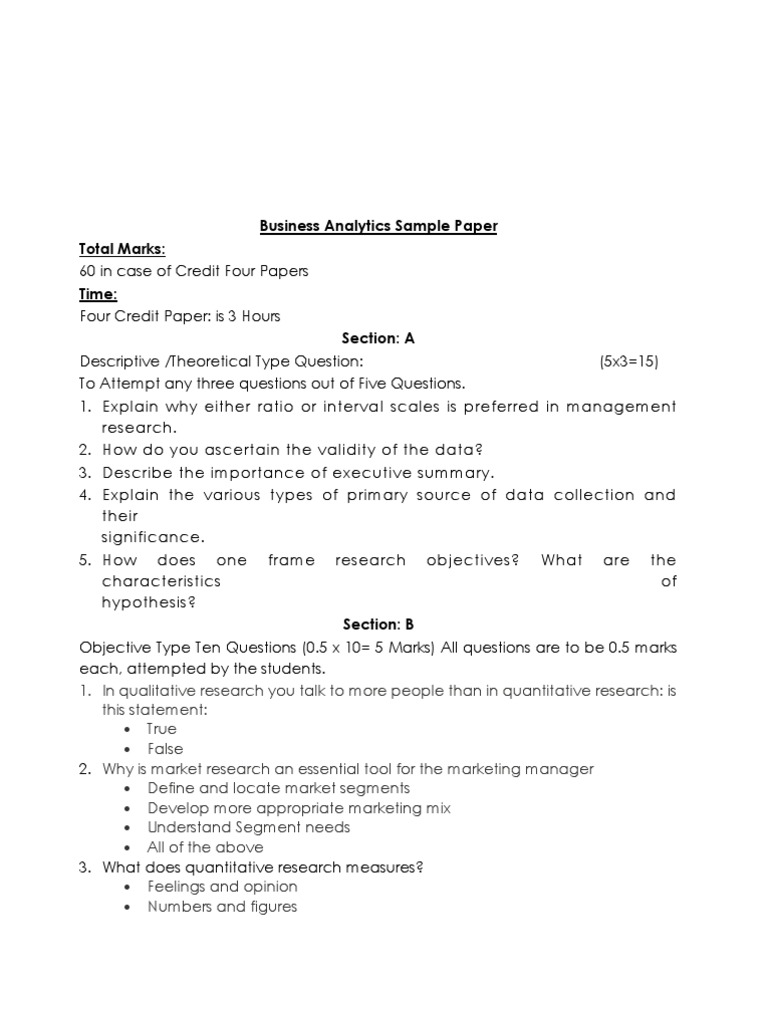Fundamentals of Business Analytics & Research | PDF | Survey ...