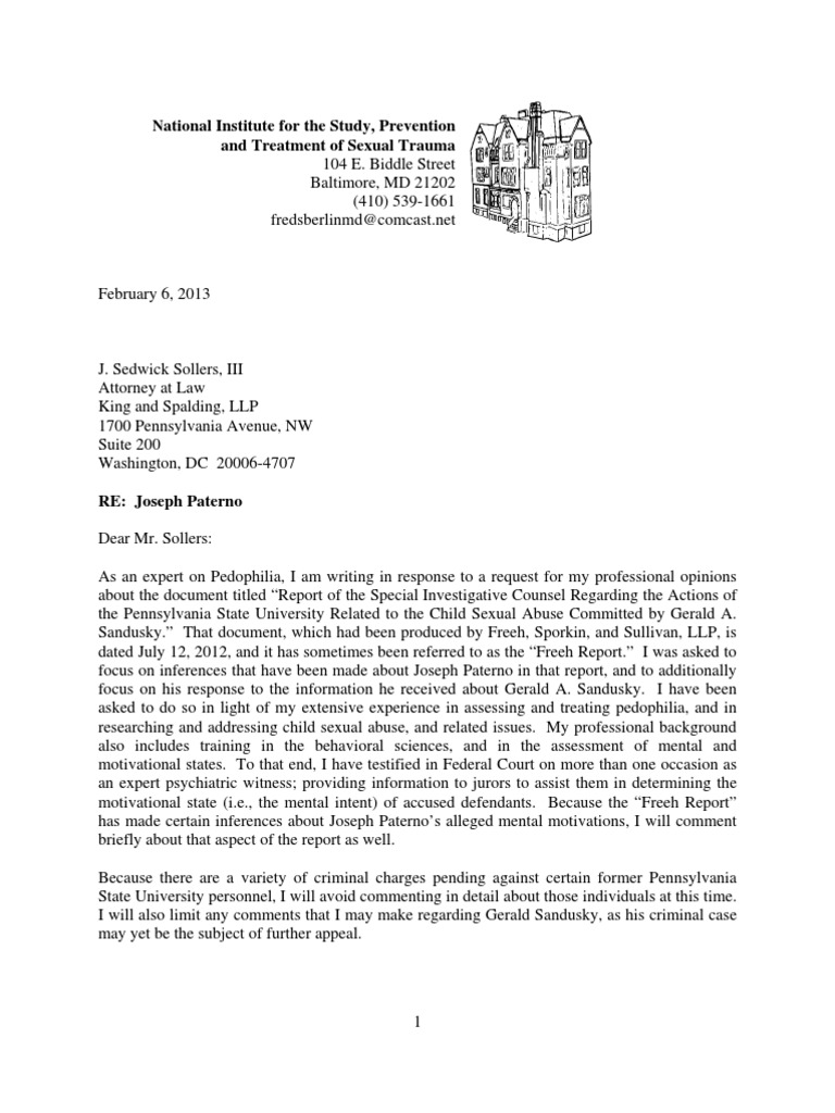 Paterno Report: Dr. Fred S. Berlin, M.D., PH.D Final Report 2-7-2013 ...