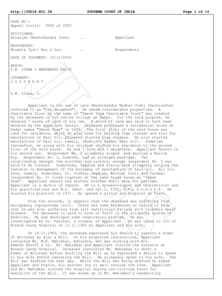 Evidence -Proof -Execution of Will -Burden of Proof 2006 Sc | Will And ...