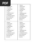 Telepathy Game Categories List | PDF