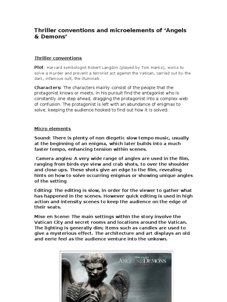 Analyzing 'Angels & Demons' Thriller Elements | PDF