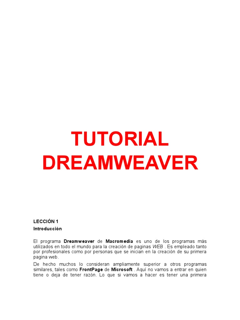Tutorial Basico Dream Weaver | PDF | Adobe Dreamweaver | HTML