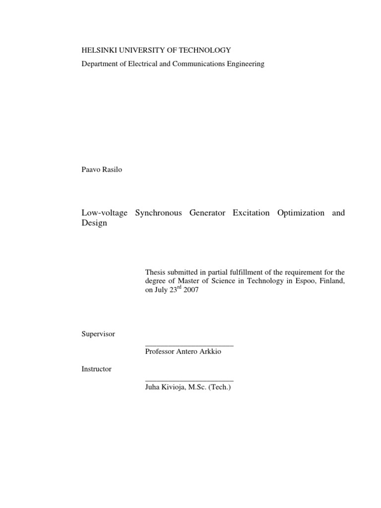Paavo Rasilo, Low Voltage Synchronous Excitation | PDF | Computers ...