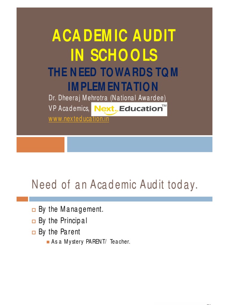 Academic Audit in Schools