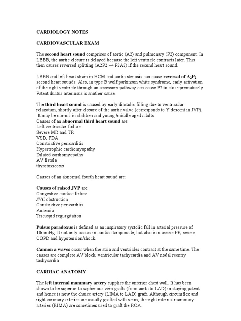 Cardiology Notes | PDF