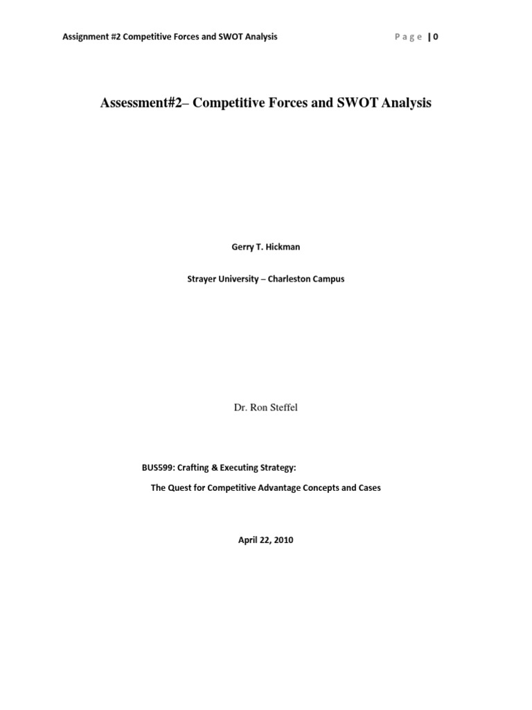 Assignment #2 Competitive Forces and SWOT Analysis - 0 | PDF | Whole ...