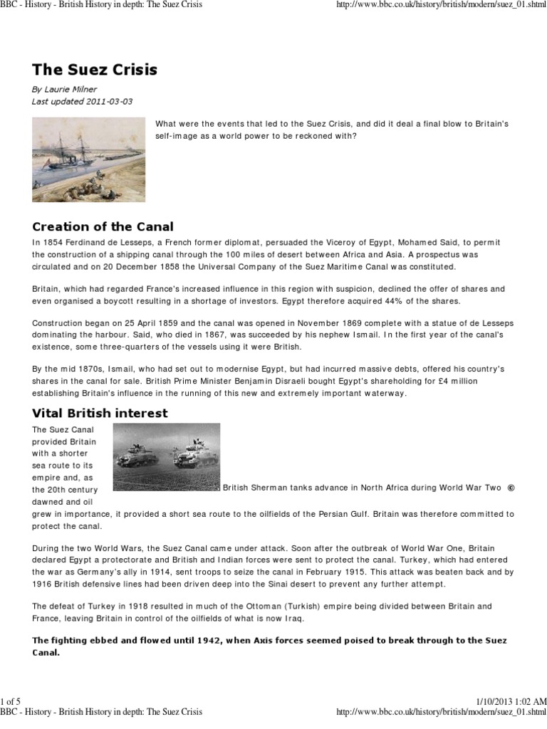 The Suez Crisis | PDF | Suez Crisis | Suez Canal