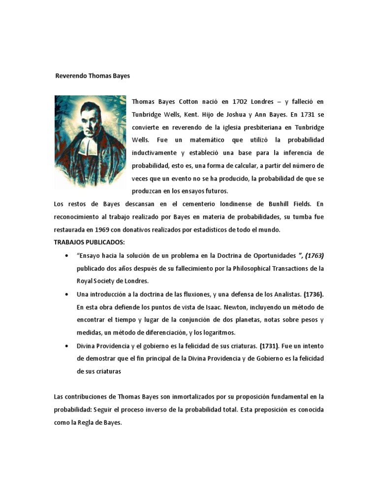Reverendo Thomas Bayes | PDF | Probabilidad | Epistemología