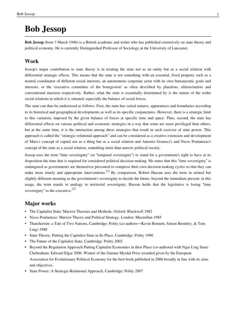 Bob Jessop | PDF | State (Polity) | Political Science