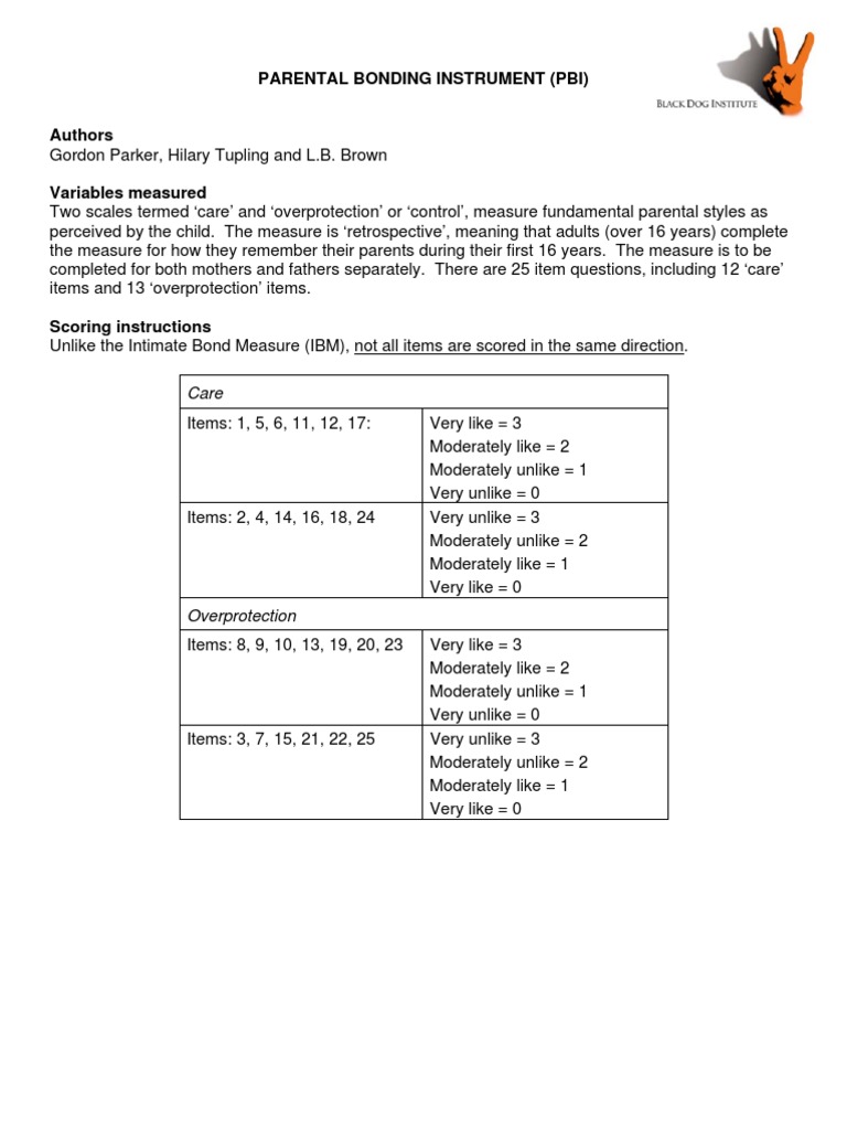 Parental Bonding Instrumentj | PDF | Validity (Statistics) | Parenting