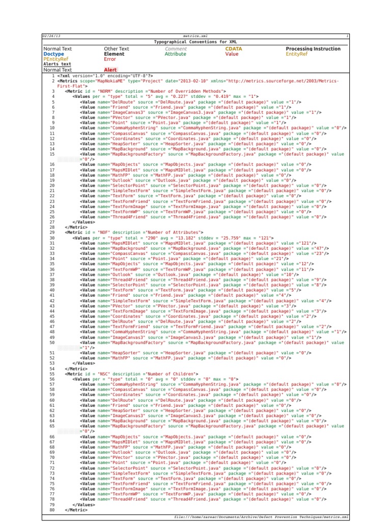 Metrics For 5000 Lines Of Java Code Pdf Java Programming Language Xml