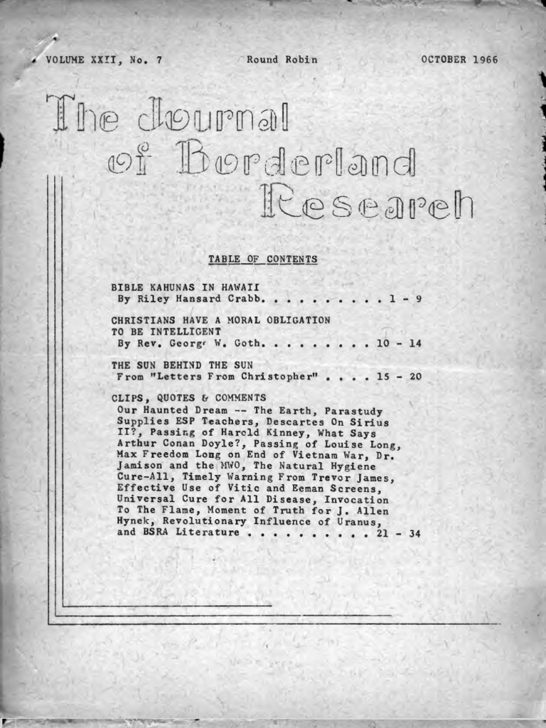 The Journal of Borderland Research 1966-10 | PDF | Salvation | God