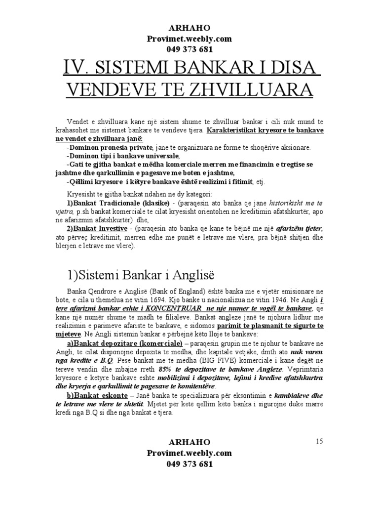 4.sistemi Bankar I Disa Vendeve Te Zhvilluara | PDF