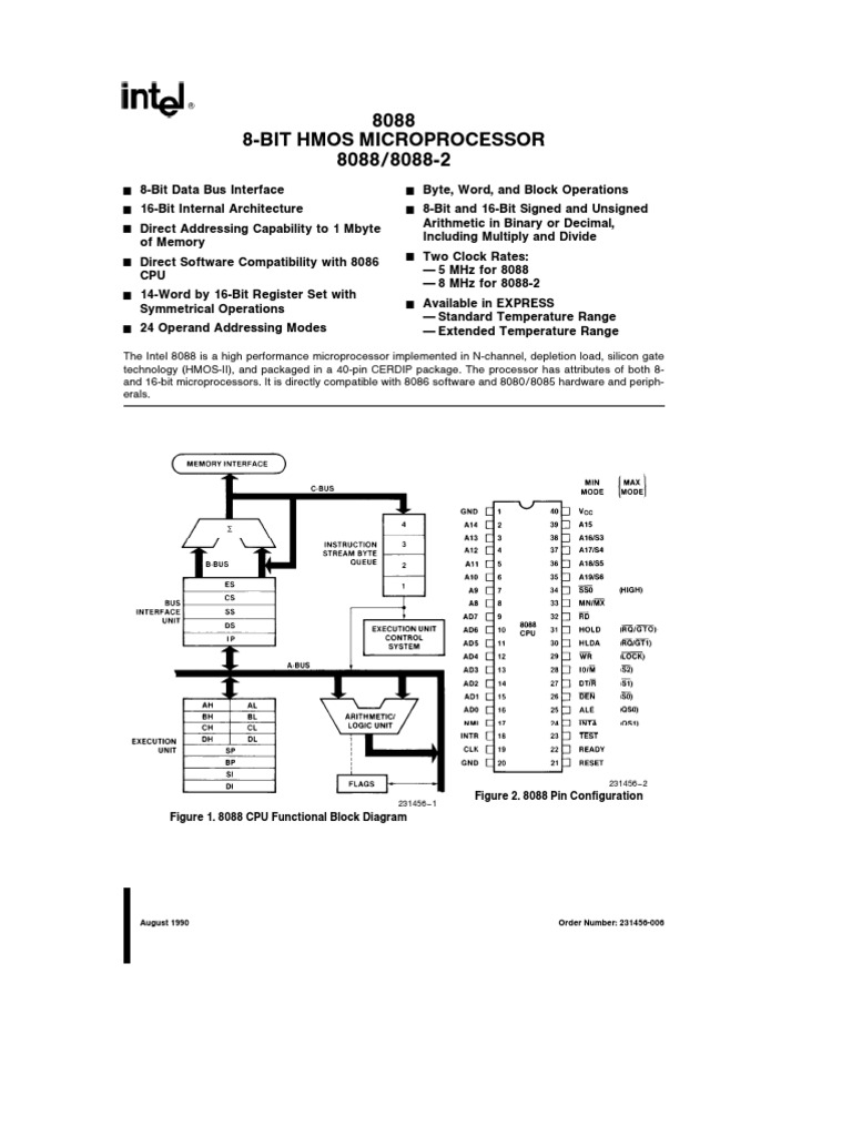 Intel 8088 Microprocessor Specs | PDF