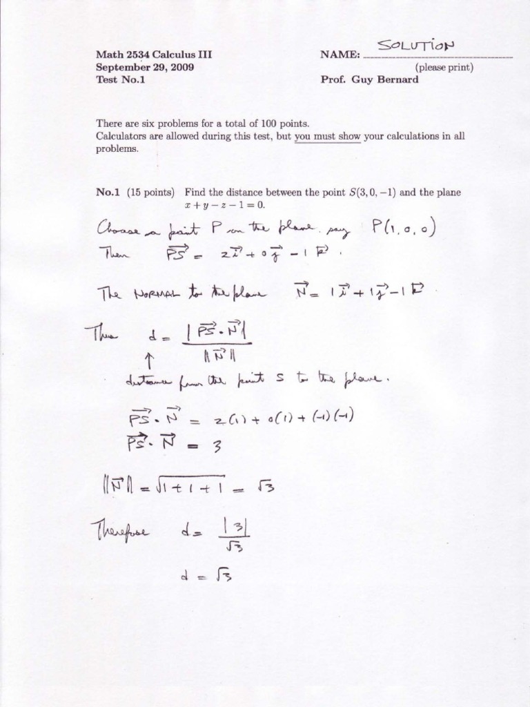 Calculus 3 Practice Test | Download Free PDF | Teaching Mathematics
