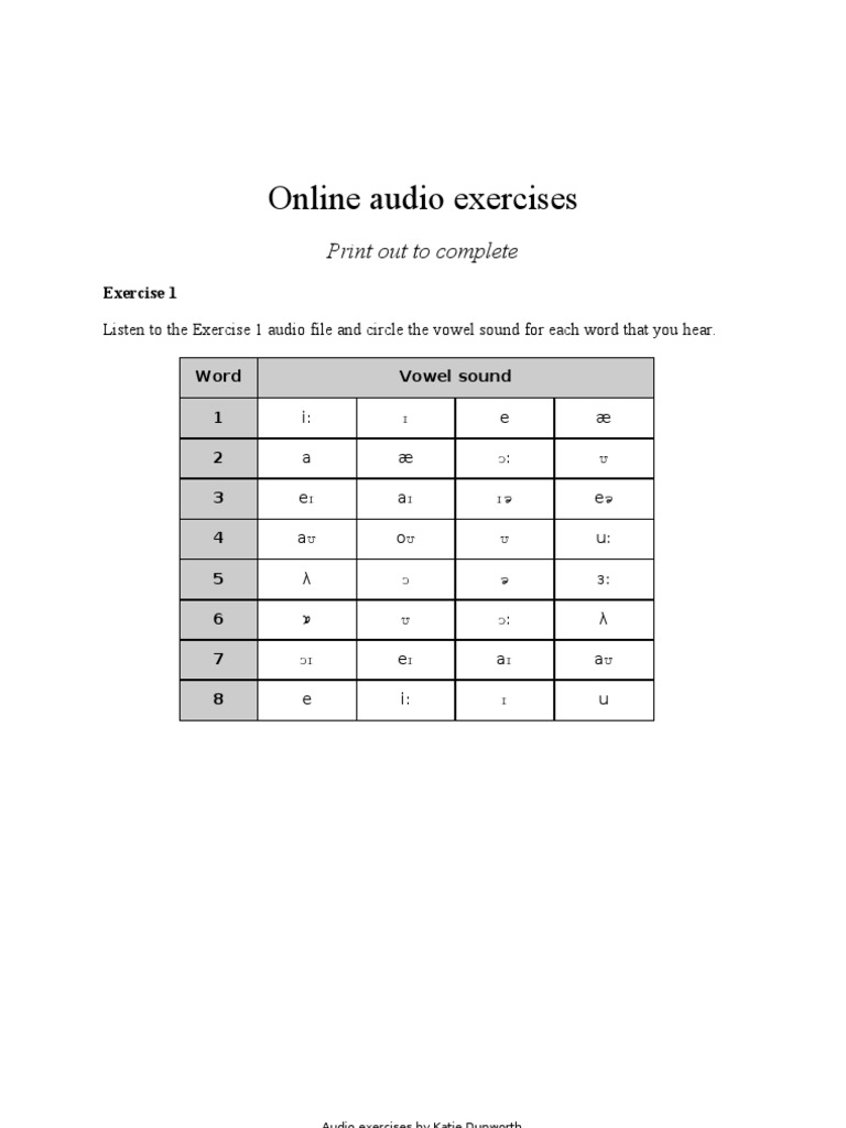 Phonetics Exercises | Vowel | Consonant