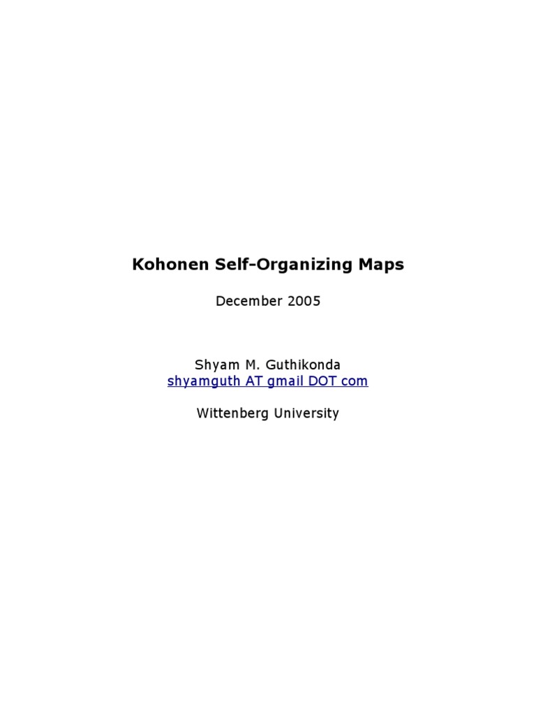 Kohonen Self Organizing Maps Shyam Guthikonda 2 | Download Free PDF ...