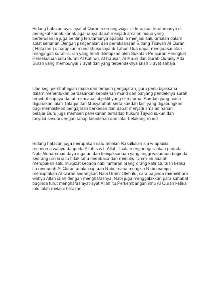 Kaedah Hafan RPH | PDF