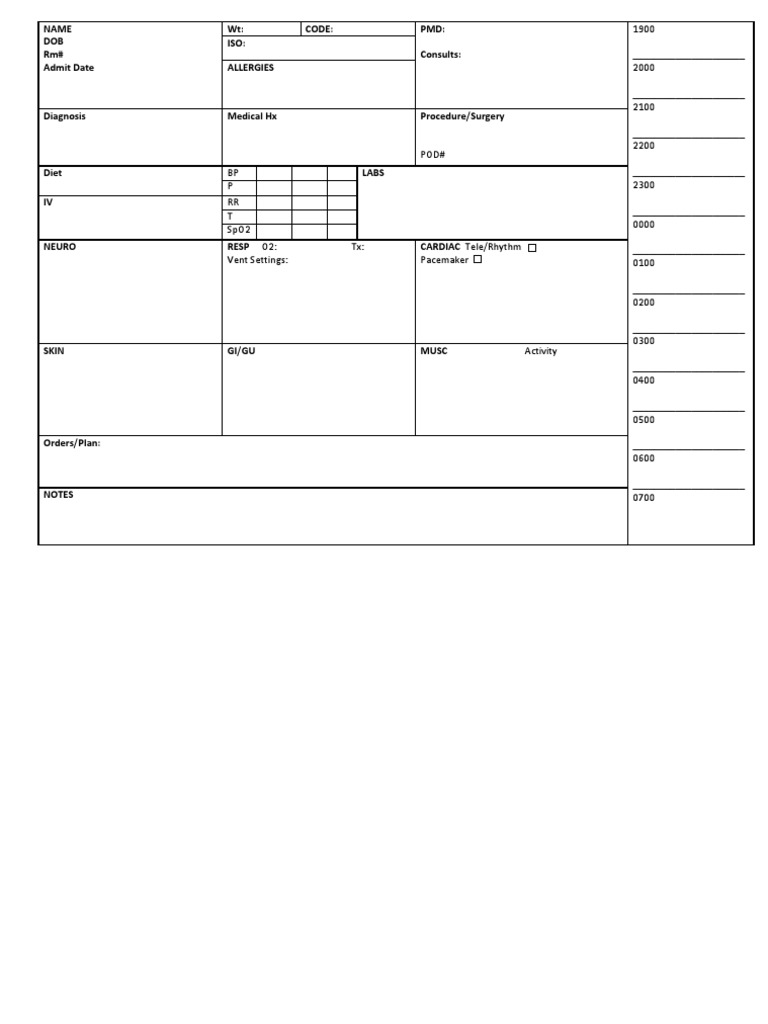 1 Patient Brain Sheet