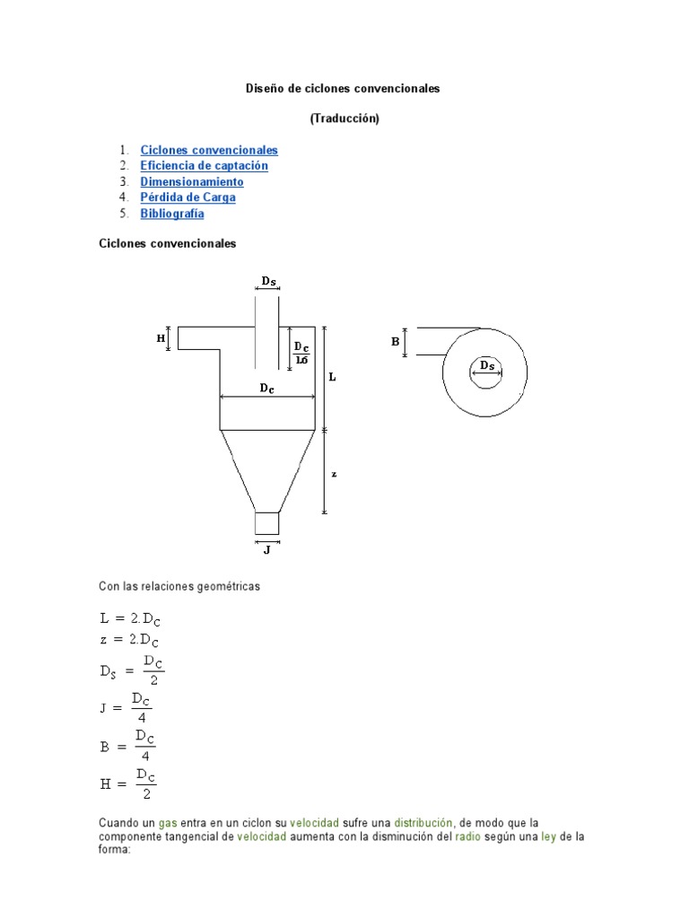 Diseño de ciclones