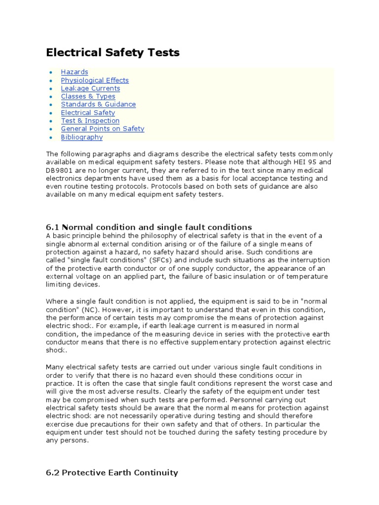 Electrical Safety Testing of Medical Equipment: Earth Leakage Currents ...