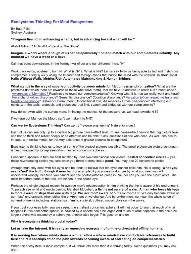 Ecosystems Thinking for Mind Connections | PDF | Ecosystem | Mind