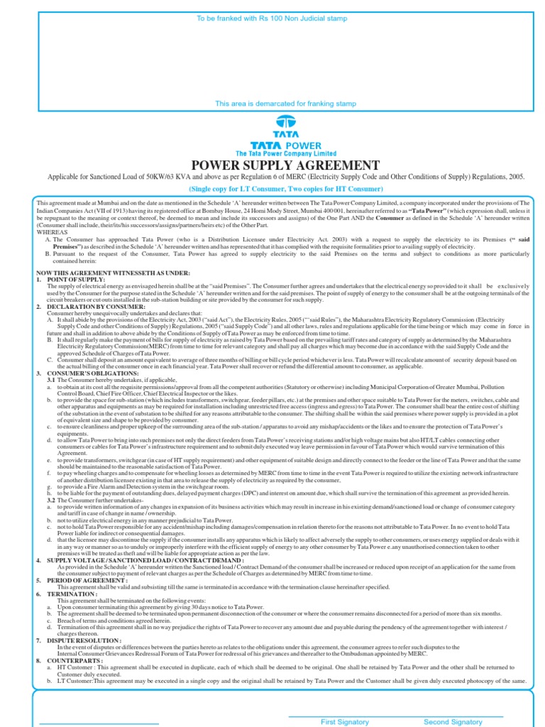 Power Supply Agreement Print Version March11 | PDF | Electrical ...