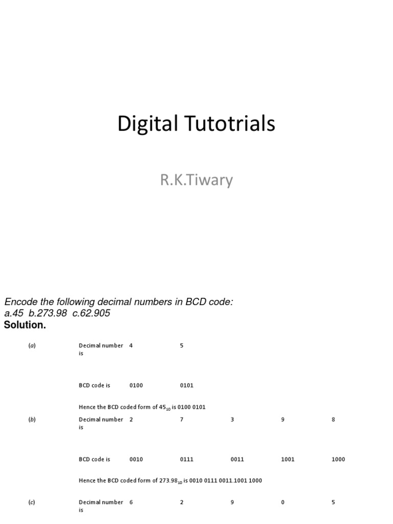 Digital Tutotrials | PDF | Binary Coded Decimal | Electronics