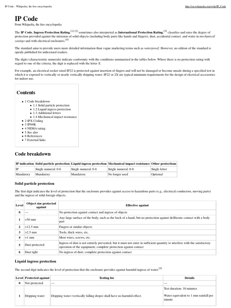 IP-Ik Code - Wikipedia | PDF | Electrical Engineering