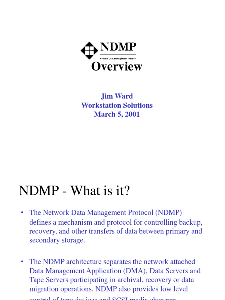 NDMP Overview r2 | PDF | Backup | Communications Protocols