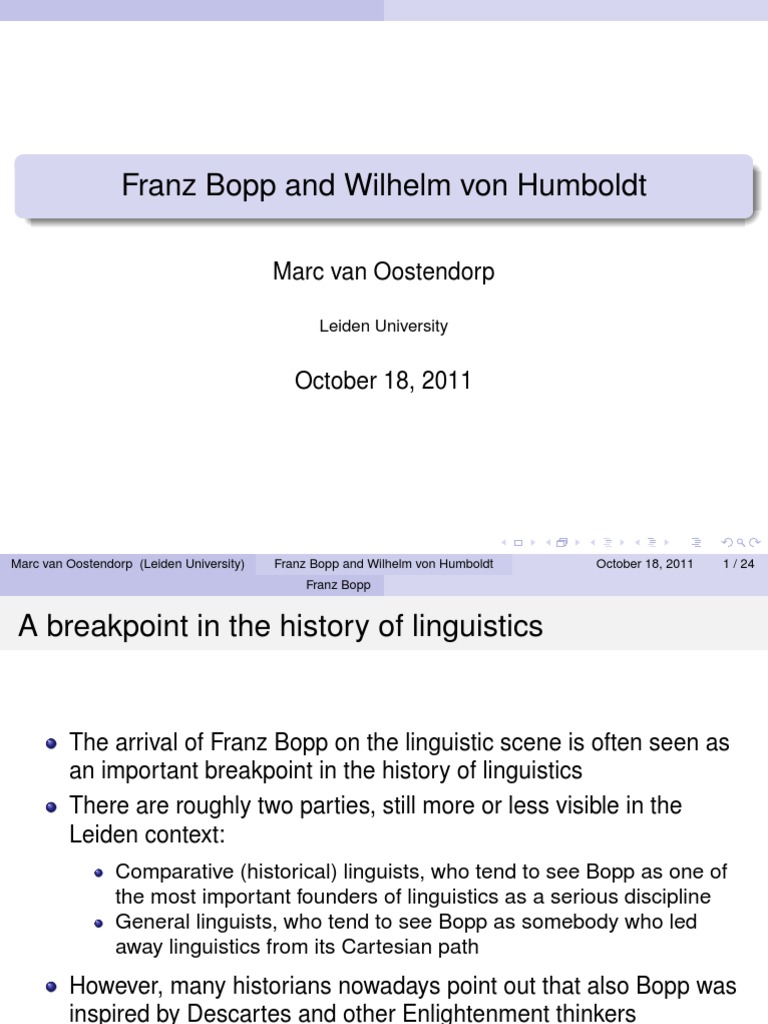 A Scientific Approach to Language: Franz Bopp and the Dawn of ...